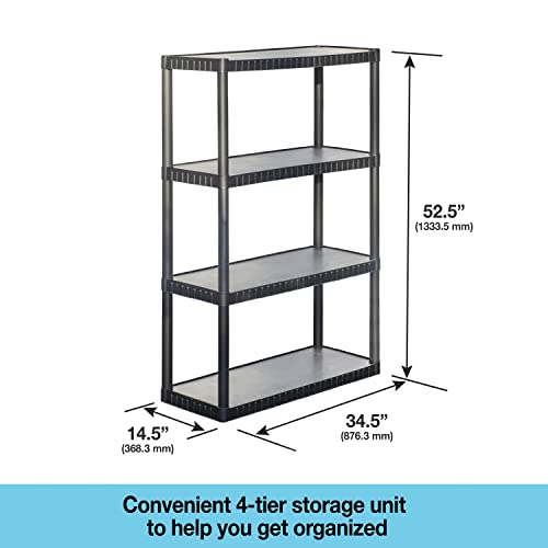 BLACK+DECKER Shelving Unit, Medium Duty Storage Shelving Unit, Garage Organizer, Indoor and Outdoor, Black (1-Pack, 14"x34")