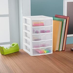 Sterilite 5 Drawer Plastic Modular Desk Storage Bin Unit, 4 Pack, and 3 Drawer Plastic Modular Desk Storage Bin Unit, 4 Pack, for Home Organization