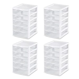 Sterilite 5 Drawer Plastic Modular Desk Storage Bin Unit, 4 Pack, and 3 Drawer Plastic Modular Desk Storage Bin Unit, 4 Pack, for Home Organization