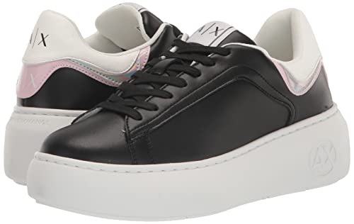 A|X ARMANI EXCHANGE Women's Super Platform Sneakers, Black, 9