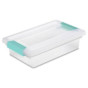 sterilite small clip box clear stacking storage tote container with latching lid for home & office organization and storage solution, 18 pack