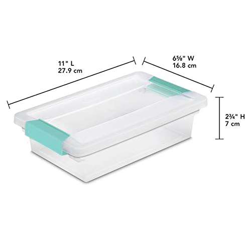 Sterilite Small Clip Box Clear Stacking Storage Tote Container with Latching Lid for Home & Office Organization and Storage Solution, 18 Pack