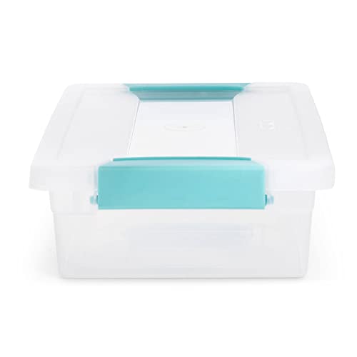 Sterilite Small Clip Box Clear Stacking Storage Tote Container with Latching Lid for Home & Office Organization and Storage Solution, 18 Pack