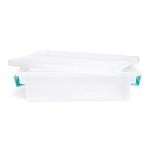 Sterilite Small Clip Box Clear Stacking Storage Tote Container with Latching Lid for Home & Office Organization and Storage Solution, 18 Pack