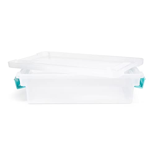 Sterilite Small Clip Box Clear Stacking Storage Tote Container with Latching Lid for Home & Office Organization and Storage Solution, 18 Pack