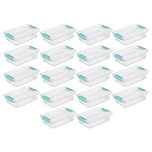 Sterilite Small Clip Box Clear Stacking Storage Tote Container with Latching Lid for Home & Office Organization and Storage Solution, 18 Pack