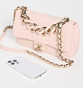 CHANEL Women's Pre-Loved Pink Lambskin Half Flap 9" Bag, Pink, One Size