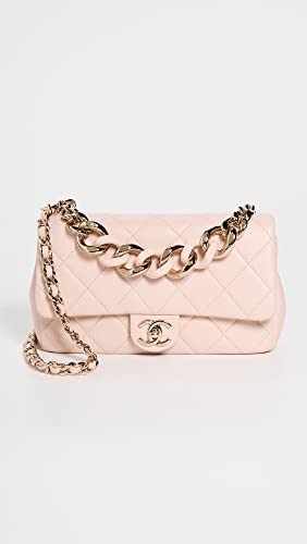 CHANEL Women's Pre-Loved Pink Lambskin Half Flap 9" Bag, Pink, One Size