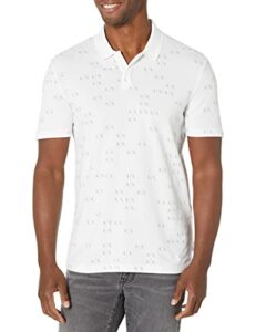 a|x armani exchange men’s allover printed stretch polo shirt, white falling logo, l