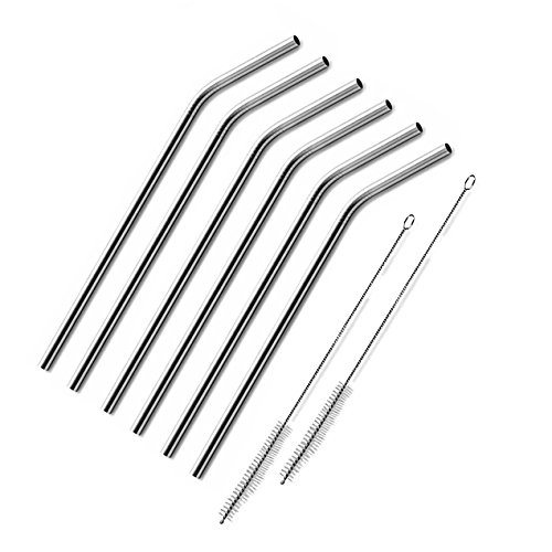 BonBon 6 Bent 10.5" Stainless Steel Straws Extra LONG fits 30 oz & 20 oz Yeti &Rtic Tumbler Rambler Cups - BonBon Drinking Straw