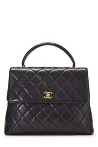 chanel, pre-loved black quilted lambskin kelly jumbo, black