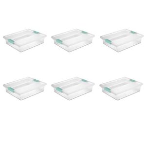 sterilite large 5.7 qt multi-purpose file clip storage box organizing tote container with latching lid and handles for homes and offices, (6 pack)