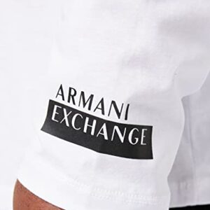 A|X ARMANI EXCHANGE Men's Contrast PU Logo Long Sleeve T-Shirt, White, XXL