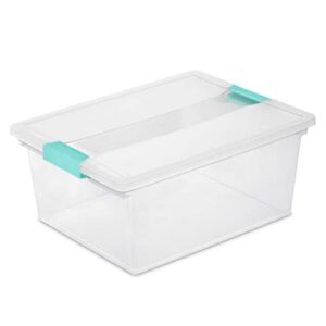 sterilite 14x11x16.25 inch deep clear plastic stackable storage container bin box tote w/clear latching lid organizing solution for home & classroom