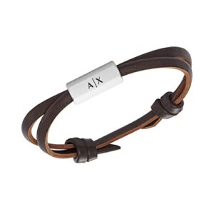 A|X ARMANI EXCHANGE Men's Brown Leather ID Bracelet (Model: AXG0096040)