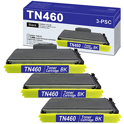 ALUMUINK Super High Yield 7,000 Pages 3 Pack Black TN-460 TN460 Toner Cartridge Compatible Replacement for Brother Fax-4750 5750 8350 8750 HL-1030 1230 1460 MFC-8300 9600 Printer