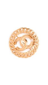 chanel women’s pre-loved gold beveled cc circle links pin, gold, one size