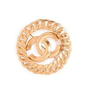 Chanel Women's Pre-Loved Gold Beveled Cc Circle Links Pin, Gold, One Size