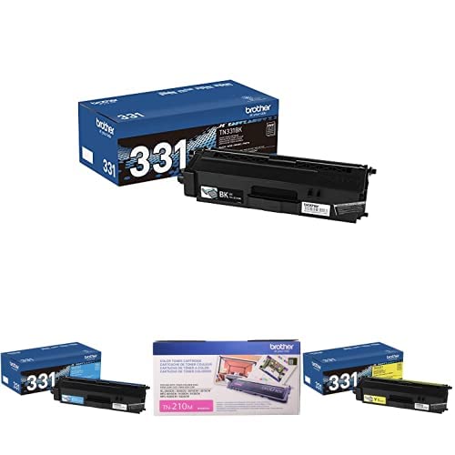 Brother TN-331BK TN-331C TN-331M TN-331Y DCP-L8400 L8450 HL-L8250 L8350 MFC-L8600 L8650 L8850 Toner Cartridge Set (Black Cyan Magenta Yellow, 4-Pack) in Retail Packaging