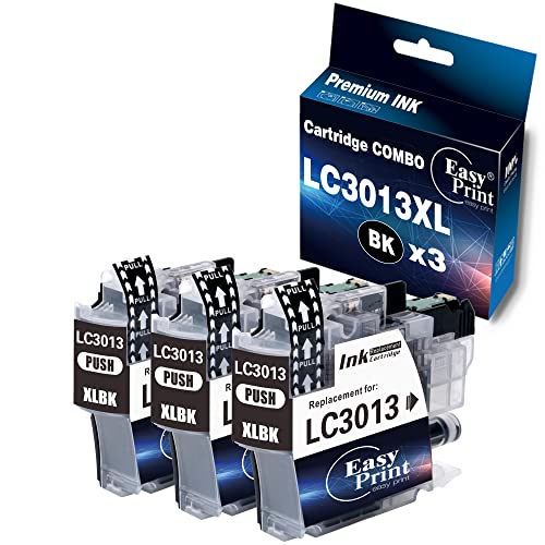 EASYPRINT (3X Black Pack) Compatible 3013xl Ink Cartridge Replacement for Brother LC3013 LC3013lx LC3013xxl Used for MFC-J491DW MFC-J497DW MFC-J690DW MFC-J895DW, (Black ONLY)