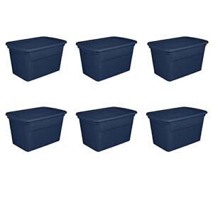 sterilite 30 gal totes, 6 pack, marine blue