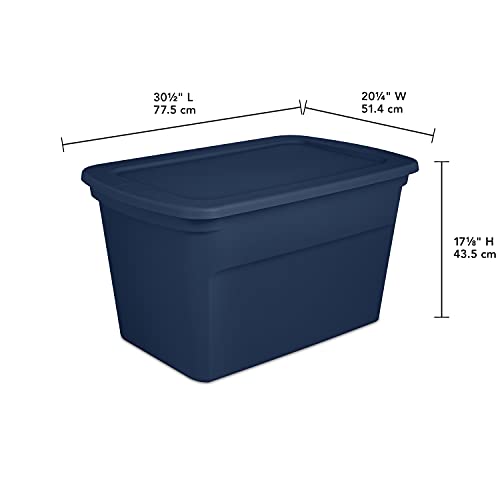 Sterilite 30 Gal Totes, 6 Pack, Marine Blue