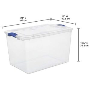 Sterilite 66 Quart Latch Box- Blue Eclipse, Set of 6