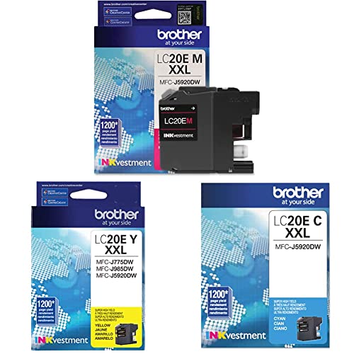 Brother LC20EM Super High Yield Magenta Ink Cartridge & Brother LC20EY Super High Yield Yellow Ink Cartridge & Brother LC20EC Super High Yield Cyan Ink Cartridge