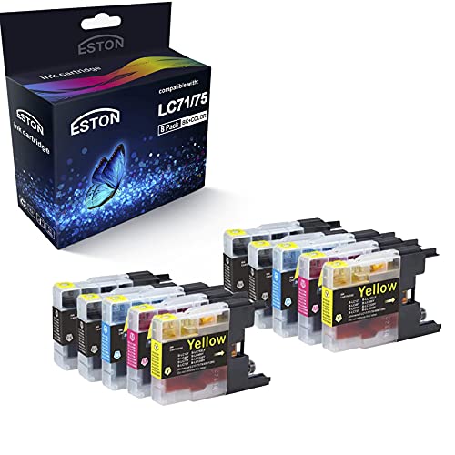 ESTON LC75 Black Color Ink Compatible Replacements for Brother LC-71 LC-75 MFC-J280W MFC-J425W MFC-J430W MFC-J435W LC75 (10Pack-4Black,2Cyan,2Magenta,2Yellow)