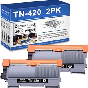 TcxLink (2 Pack) TN-420 TN420 Toner Cartridge Replacement for Brother TN420 DCP-7065D MFC-7860DW HL-2240D HL-2280DW HL-2130 HL-2132 Printer Toner.