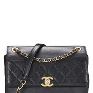 CHANEL, Pre-Loved Black Quilted Caviar Shoulder Bag, Black