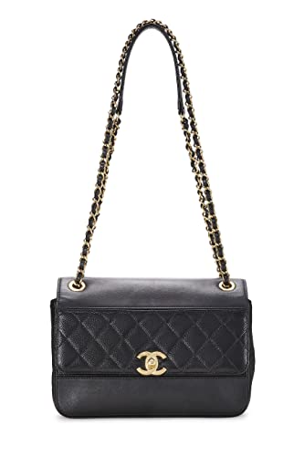 CHANEL, Pre-Loved Black Quilted Caviar Shoulder Bag, Black