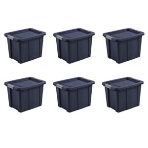 sterilite dark indigo lid & base with titanium latching tuff1 tote, 18 gallon, pack of 6