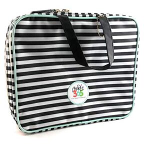 me & my BIG ideas Storage Case - The Happy Planner Scrapbooking Supplies - Black & White Stripe - Holds Your Planner & Accessories - Zippered Bag with Handle & 2 Removable Pouches - 12 x 10.5 x 4 in.