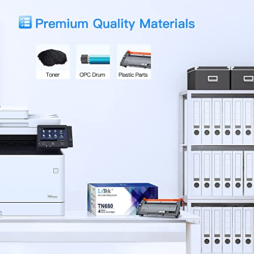 LxTek Compatible Toner Cartridge Replacement for Brother TN660 TN-660 TN630 TN-630 to Compatible with MFC-L2740DW HL-L2300D HL-L2380DW HL-L2340DW HL-L2320D DCP-L2540DW Printer(4 Black), High Yield