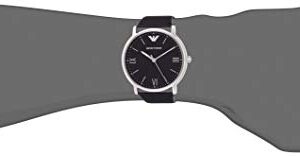 Emporio Armani Men's Stainless Steel Analog-Quartz Watch with Leather Calfskin Strap, Black, 22 (Model: AR11013)