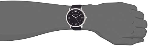 Emporio Armani Men's Stainless Steel Analog-Quartz Watch with Leather Calfskin Strap, Black, 22 (Model: AR11013)