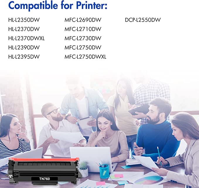 TN760 TN730 Toner for Brother Printer Compatible Replacement for Brother TN760 TN-760 TN 760 TN-730 TN 730 Work for DCP-L2550DW MFC-L2710DW MFC-L2750DW HL-L2350DW HL-L2395DW Cartridge