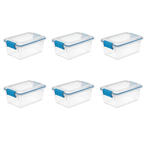 Sterilite 19414306 Gasket Box, 7.5 Quart, clear base and lid with blue latches