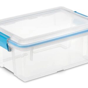 Sterilite 19414306 Gasket Box, 7.5 Quart, clear base and lid with blue latches