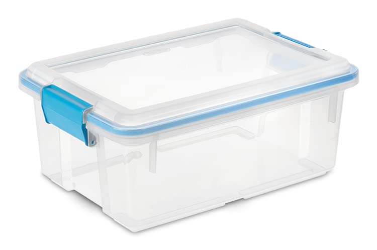 Sterilite 19414306 Gasket Box, 7.5 Quart, clear base and lid with blue latches