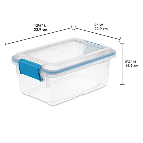 Sterilite 19414306 Gasket Box, 7.5 Quart, clear base and lid with blue latches