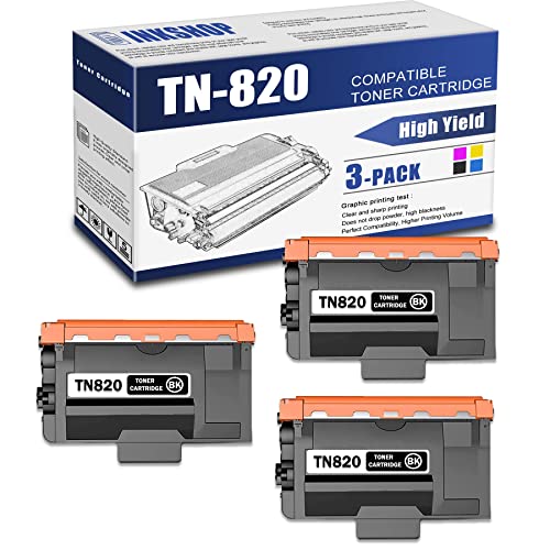 TN820 Compatible TN-820 Black Toner Cartridge Replacement for Brother TN-820 DCP-L5500DN MFC-L6700DW MFC-L6750DW HL-L6250DW HL-L6300DW Toner.(3 Pack)