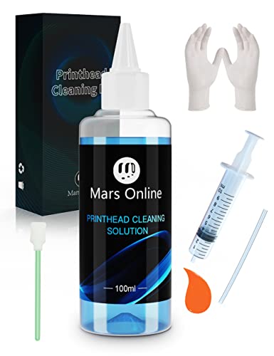 Mars Online Printhead Cleaning Kit Inkjet Printer Head Cleaner Compatible for HP/Epson/Brother/Canon 8600 8610 8035 8710 6700 6900 / Epson 1430 2720 et-2720 et-2750, 100ML, Kit 1