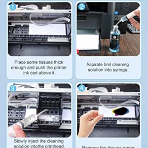 Mars Online Printhead Cleaning Kit Inkjet Printer Head Cleaner Compatible for HP/Epson/Brother/Canon 8600 8610 8035 8710 6700 6900 / Epson 1430 2720 et-2720 et-2750, 100ML, Kit 1