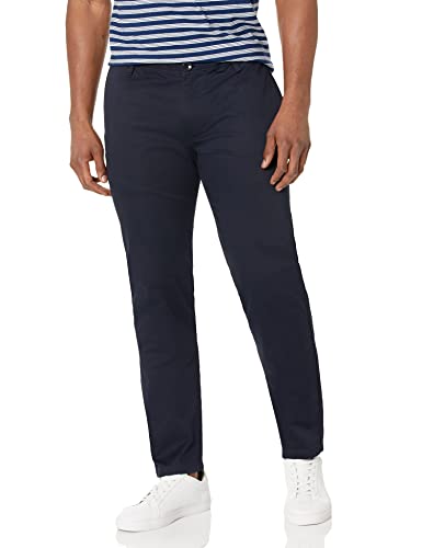 A|X ARMANI EXCHANGE mens Slim Fit Stretch Trouser Casual Pants, Deep Navy, 28W x 34L US