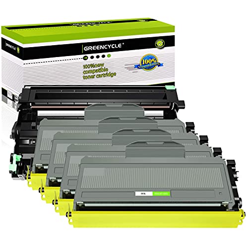 greencycle 4 Pack TN360 Toner Cartridges and 1 Pack DR360 Drum Unit Set Compatible for Brother MFC-7340/7440/7840 Series Printer