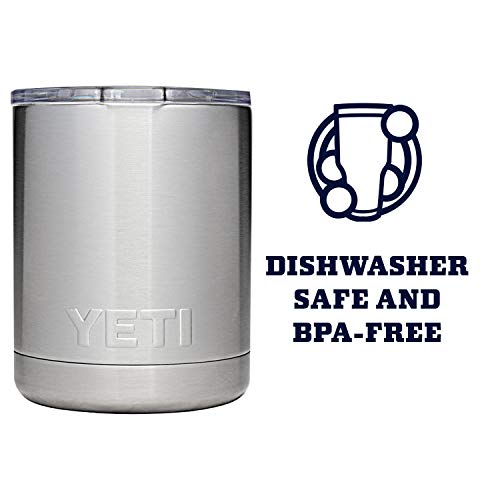 YETI Rambler 10 oz Lowball, Vacuum Insulated, Stainless Steel with Standard Lid, Stainless