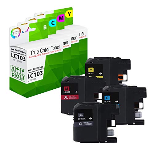 TCT Compatible Ink Cartridge Replacement for Brother LC103 LC103BK LC103C LC103M LC103Y Works with Brother MFC-J470DW J475DW J6920DW J285DW Printers (Black, Cyan, Magenta, Yellow) - 4 Pack