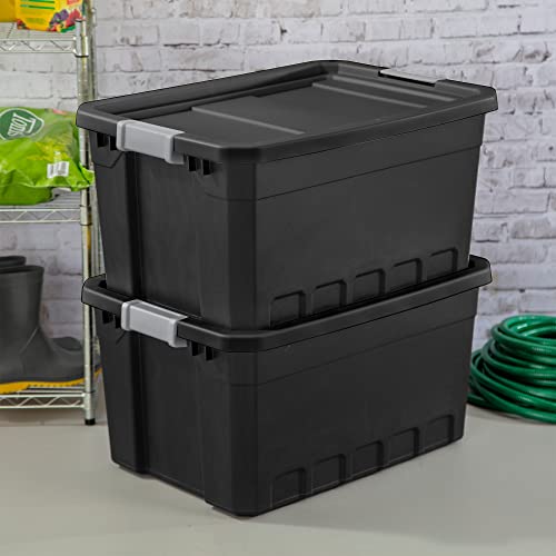 Sterilite Storage System Solution with 19 Gallon Heavy Duty Stackable Storage Box Container Totes with Grey Latching Lid for Home Organization, 6 Pack